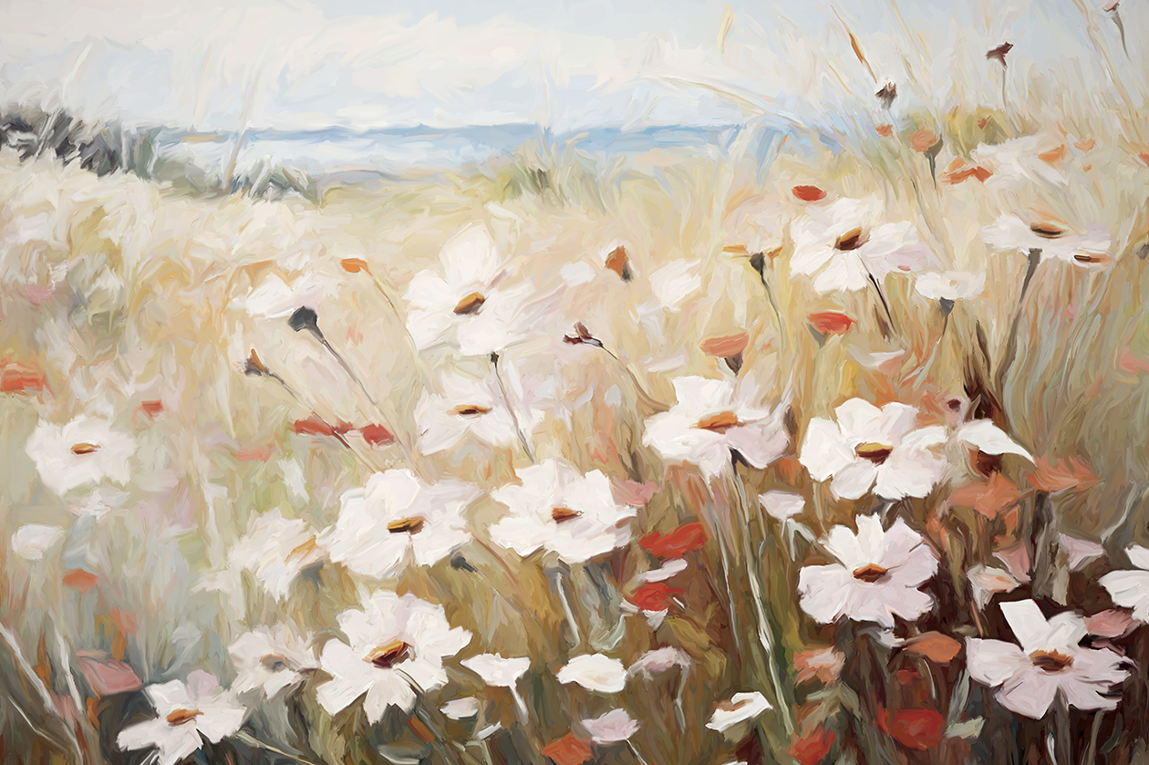 Poppies And Daisies , By Accent Art Studio,Wall Art Canvas Print,