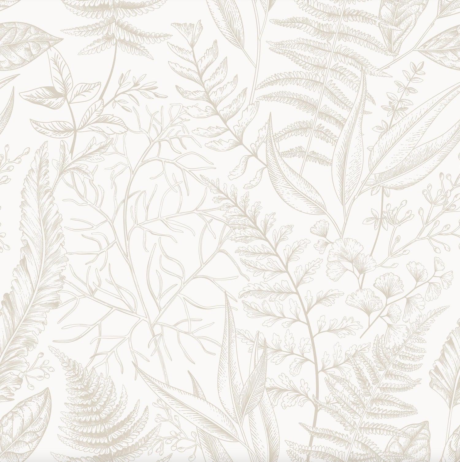 beige leaf pattern wallpaper