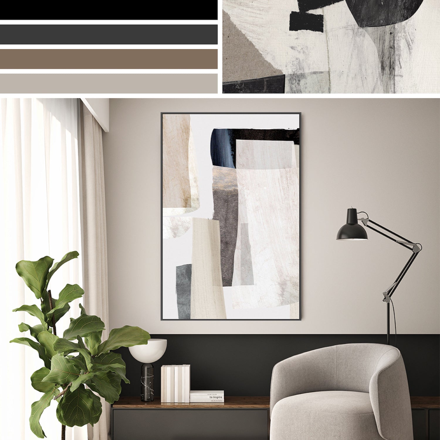 Dark & Moody Contemporary Inspired Art | Gioia Wall Art
