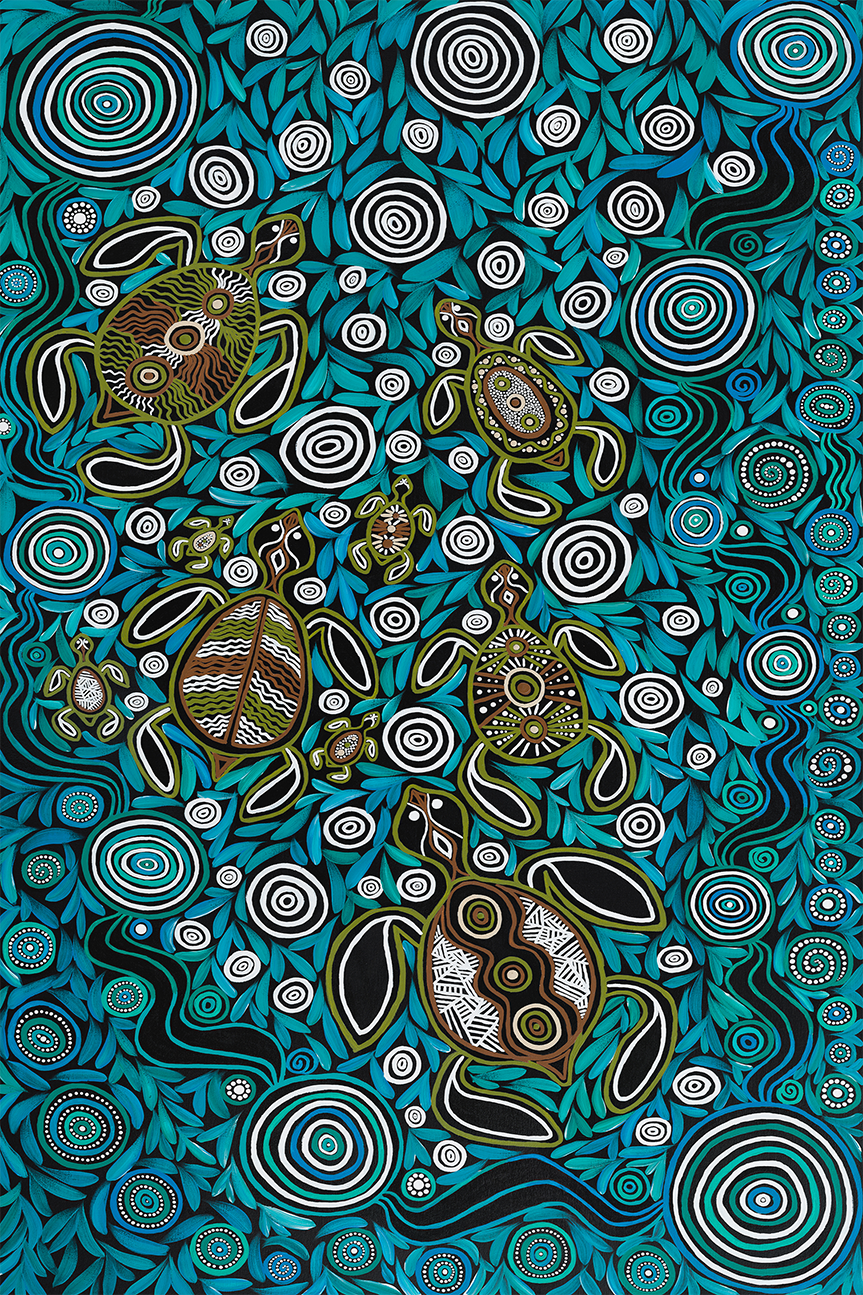 Turtles In Deep Water Dreaming , By Emma Rigney,Wall Art Canvas Print,