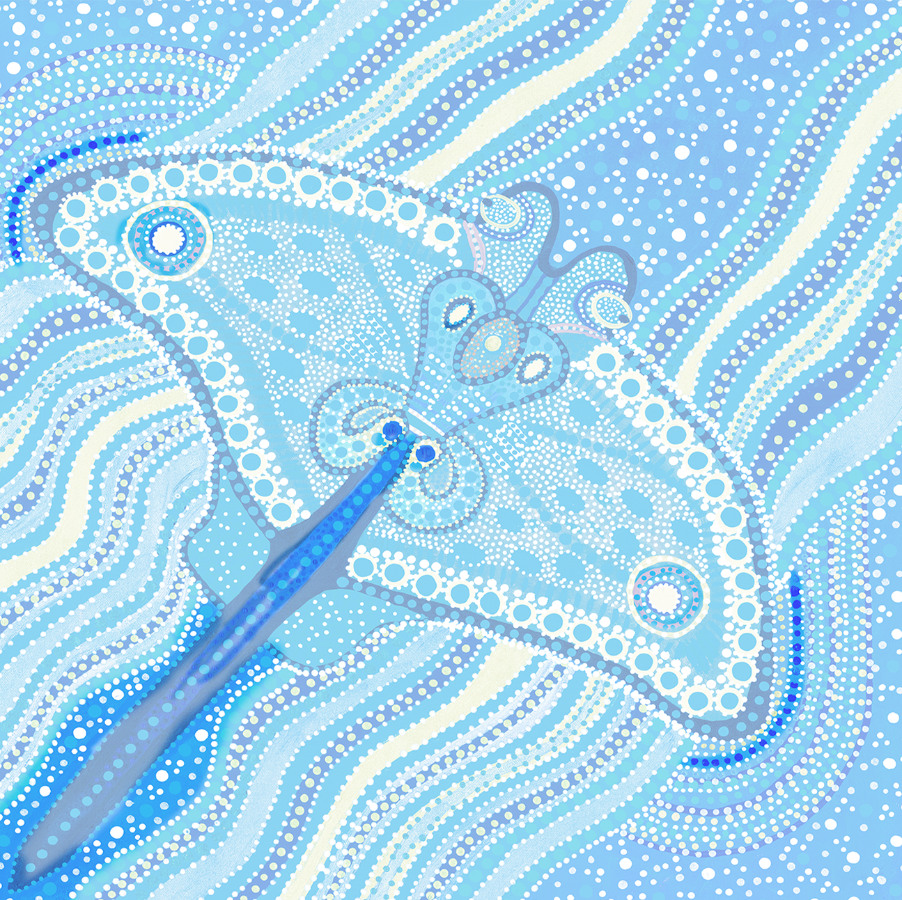 Biluun's Journey Blue , By Tahni Derbin,Wall Art Canvas Print,