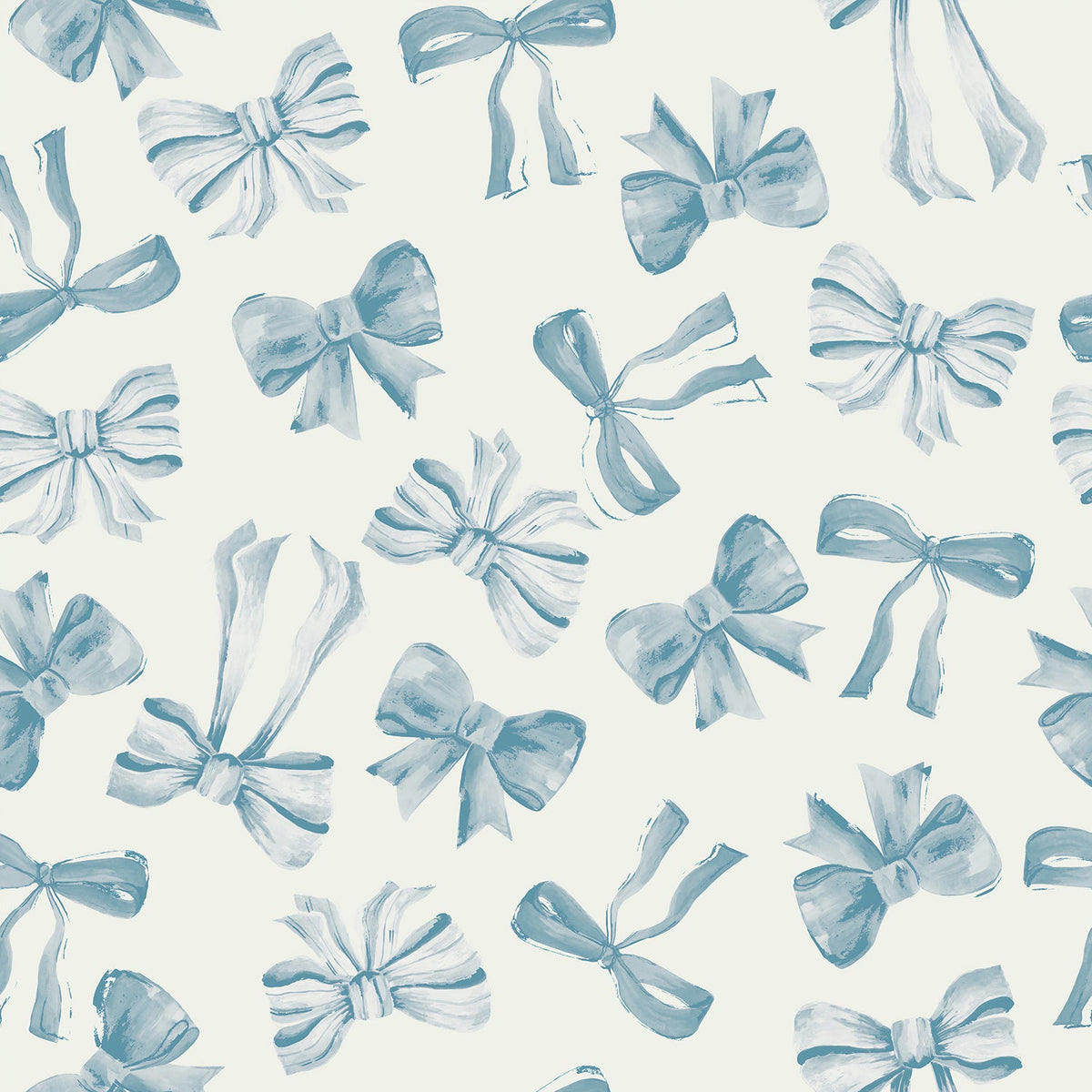 Bow Pattern Blue, Wallpaper Eco-friendly Peel & Stick removable