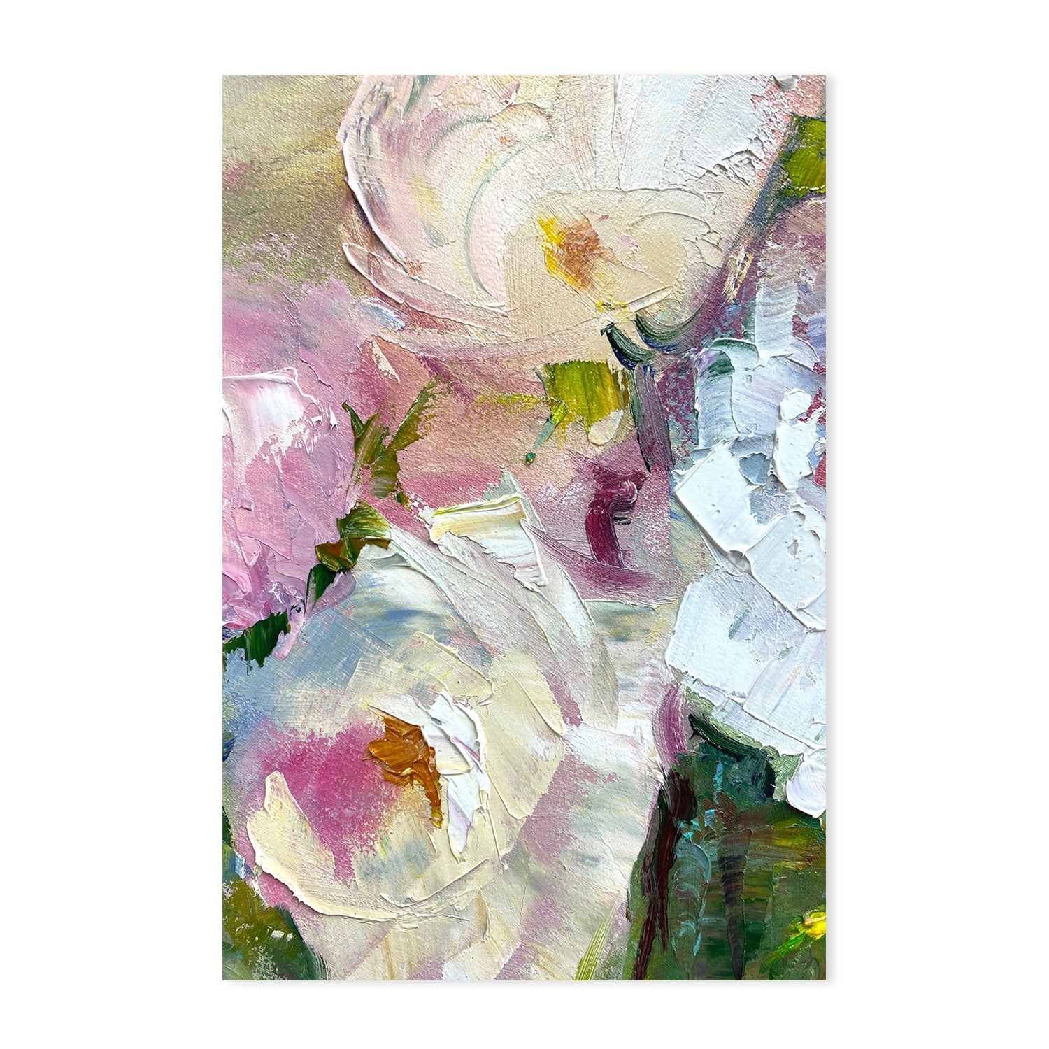 Canvas Painting, Textured Roses , Hand-Painted Canvas, Framed