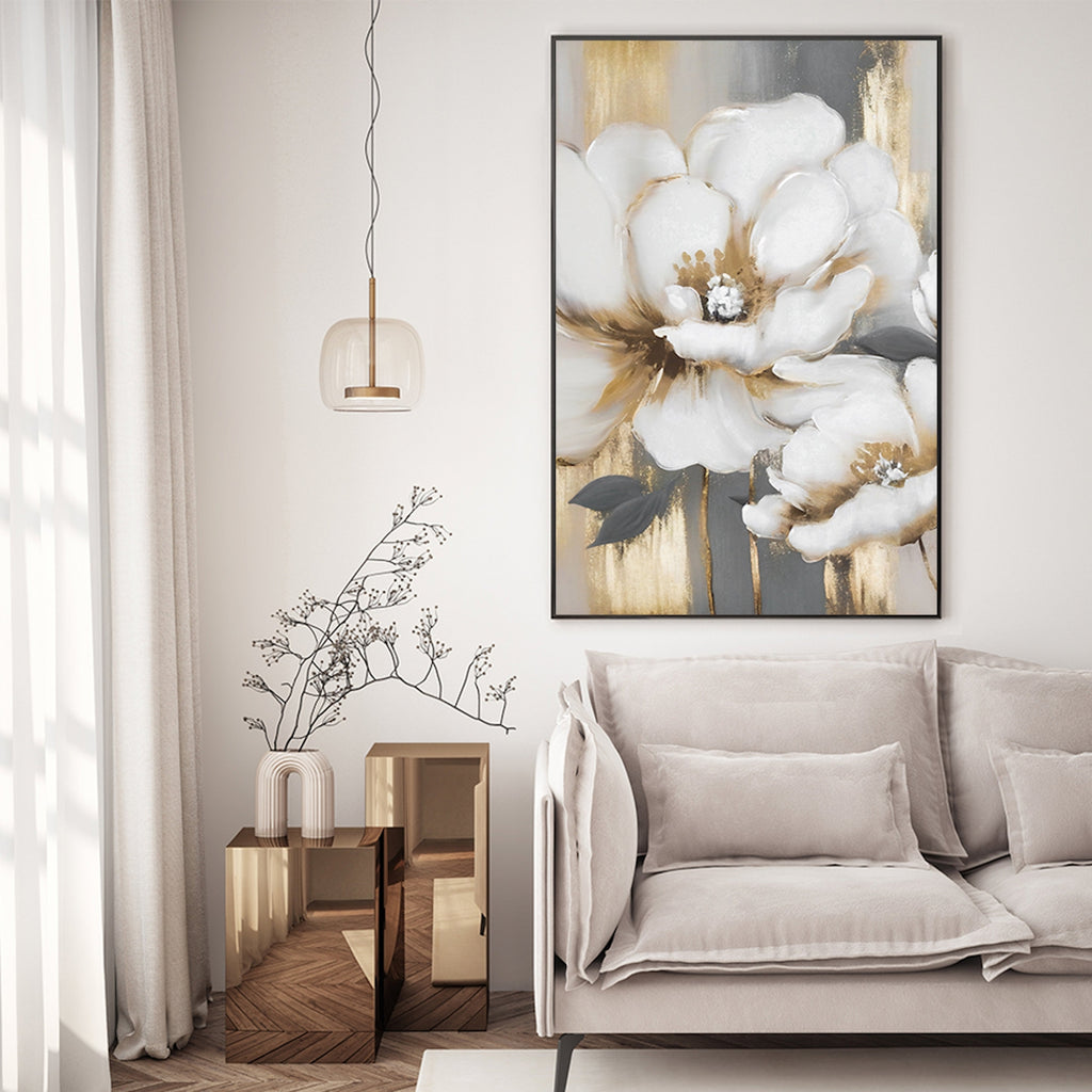 Canvas Painting, Cellini Gold, Framed Hand-painted Canvas – Gioia Wall Art