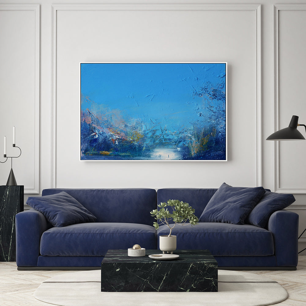 Canvas Painting, Cerulean Sky , Hand-Painted Canvas, Framed – Gioia ...