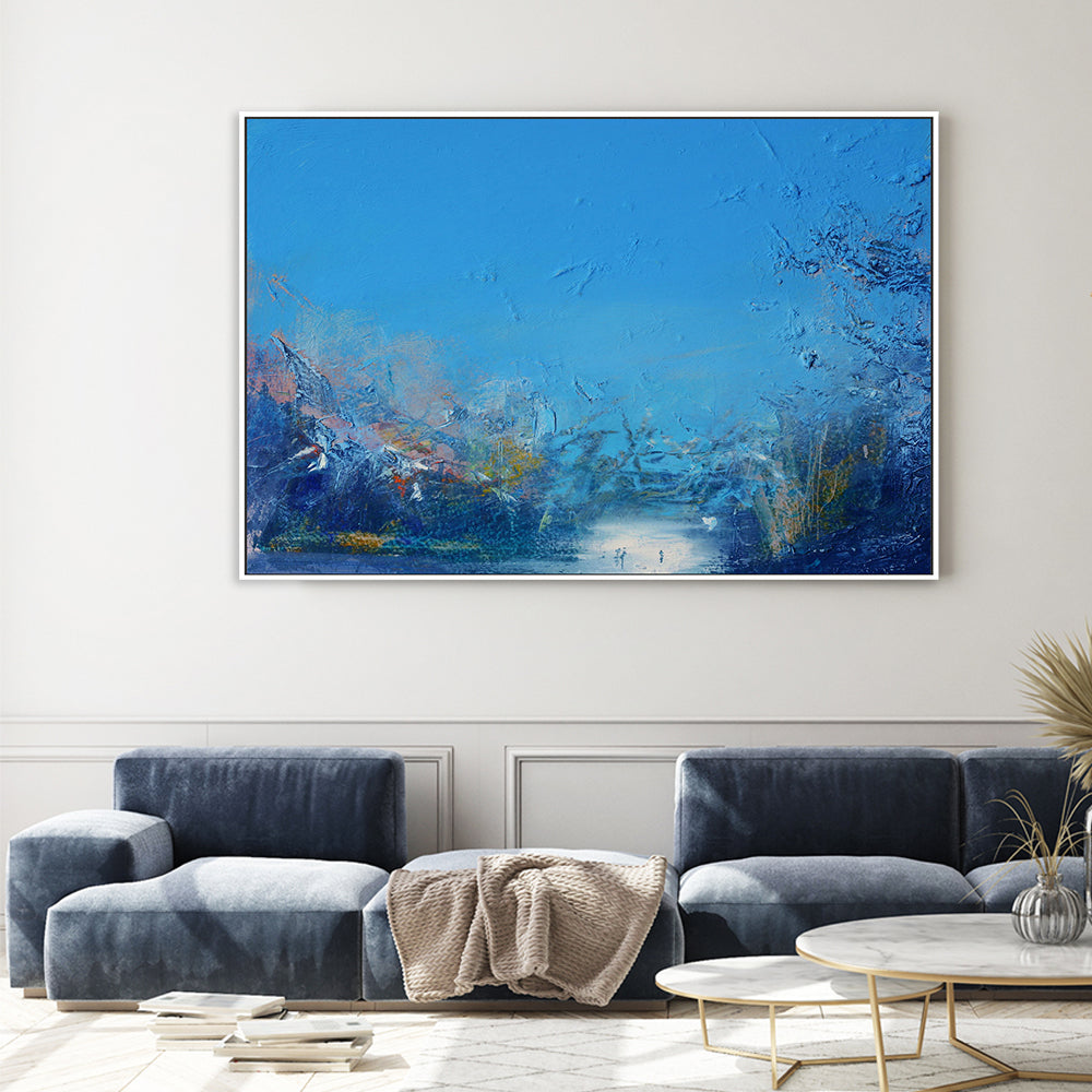 Canvas Painting, Cerulean Sky , Hand-Painted Canvas, Framed – Gioia Wall Art