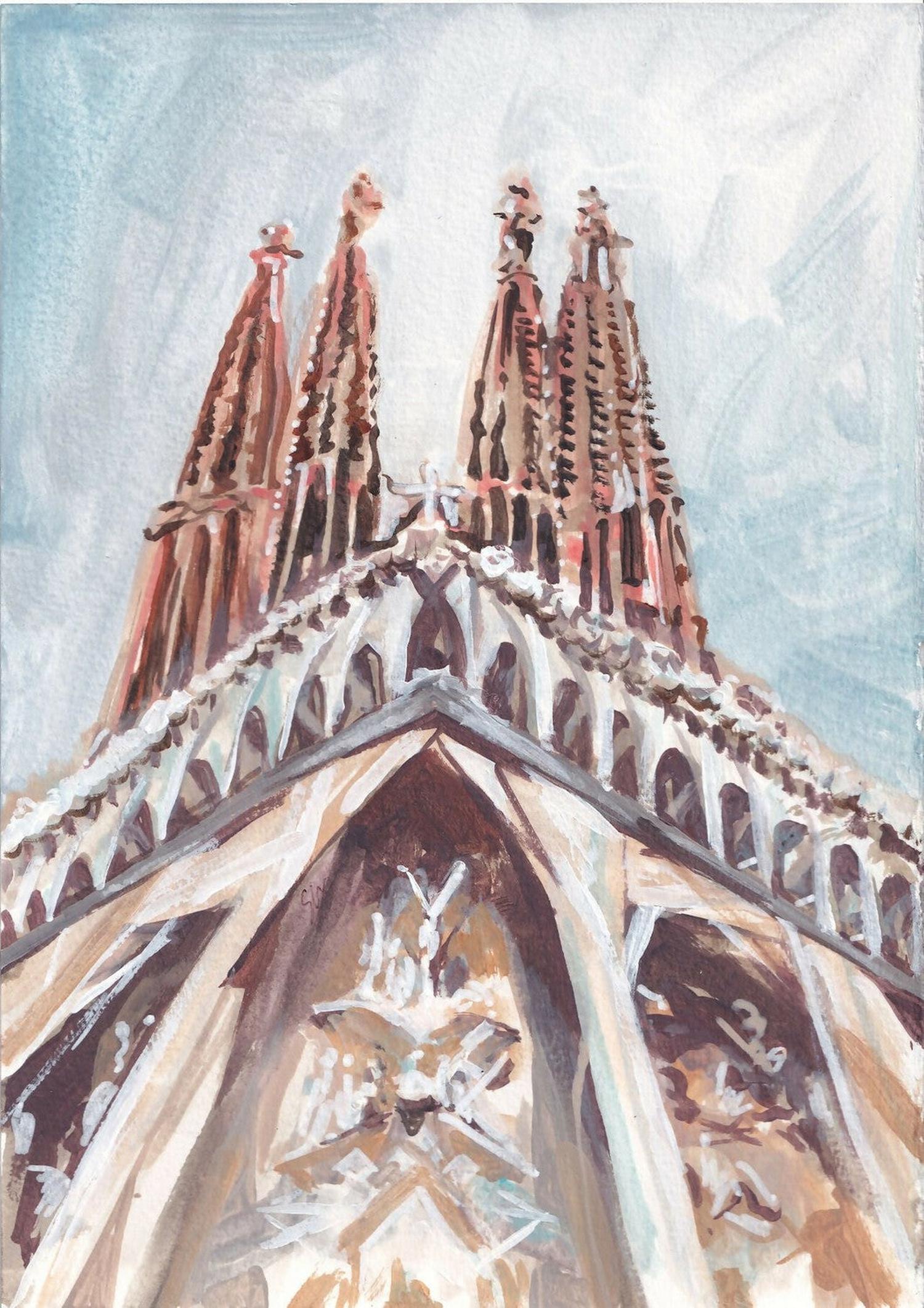 La Sagrada De Familia, Original Artwork By Alice Kwan |Original Art By