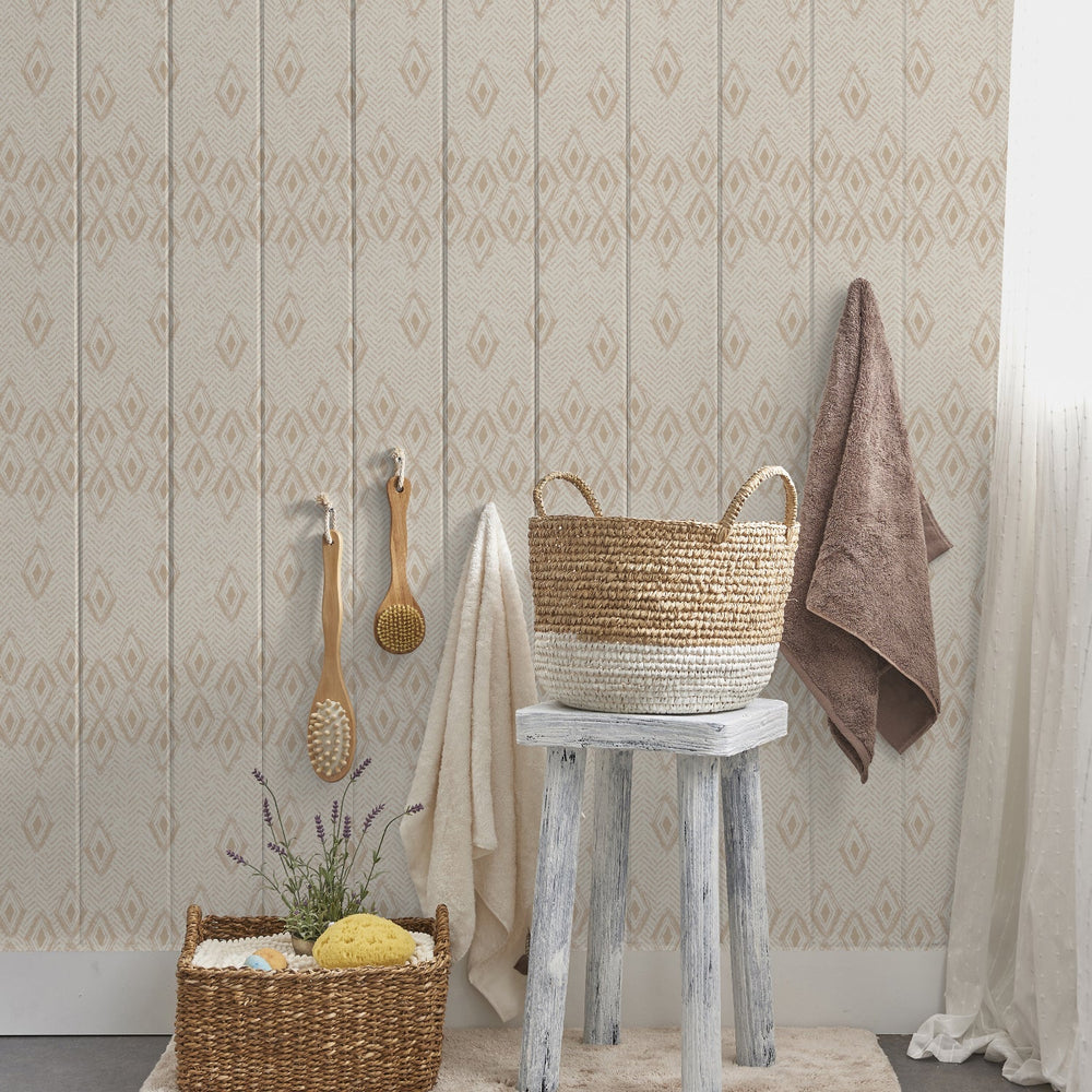 Rustic Diamond Chevron Natural, Wallpaper Eco-friendly Peel & Stick