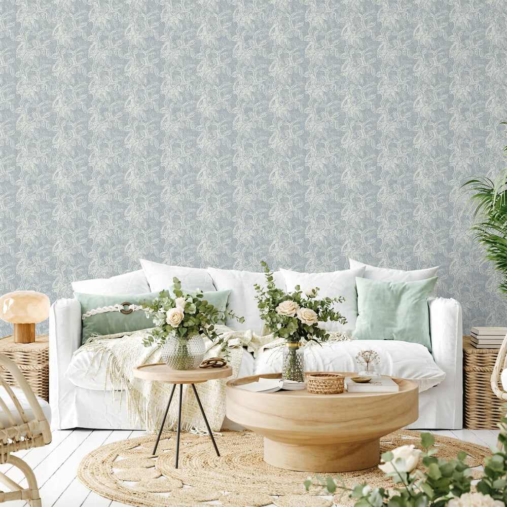 Rustic Rug Texture Blue, Wallpaper Eco-friendly Peel & Stick removable