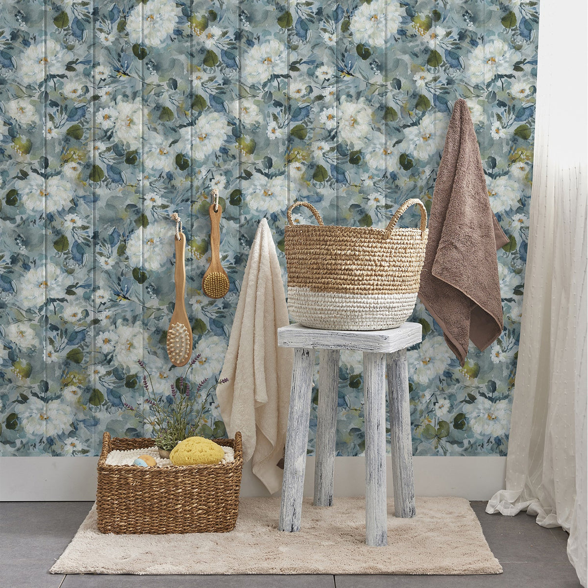 Secret Garden Blue, Wallpaper Eco-friendly Peel & Stick removable