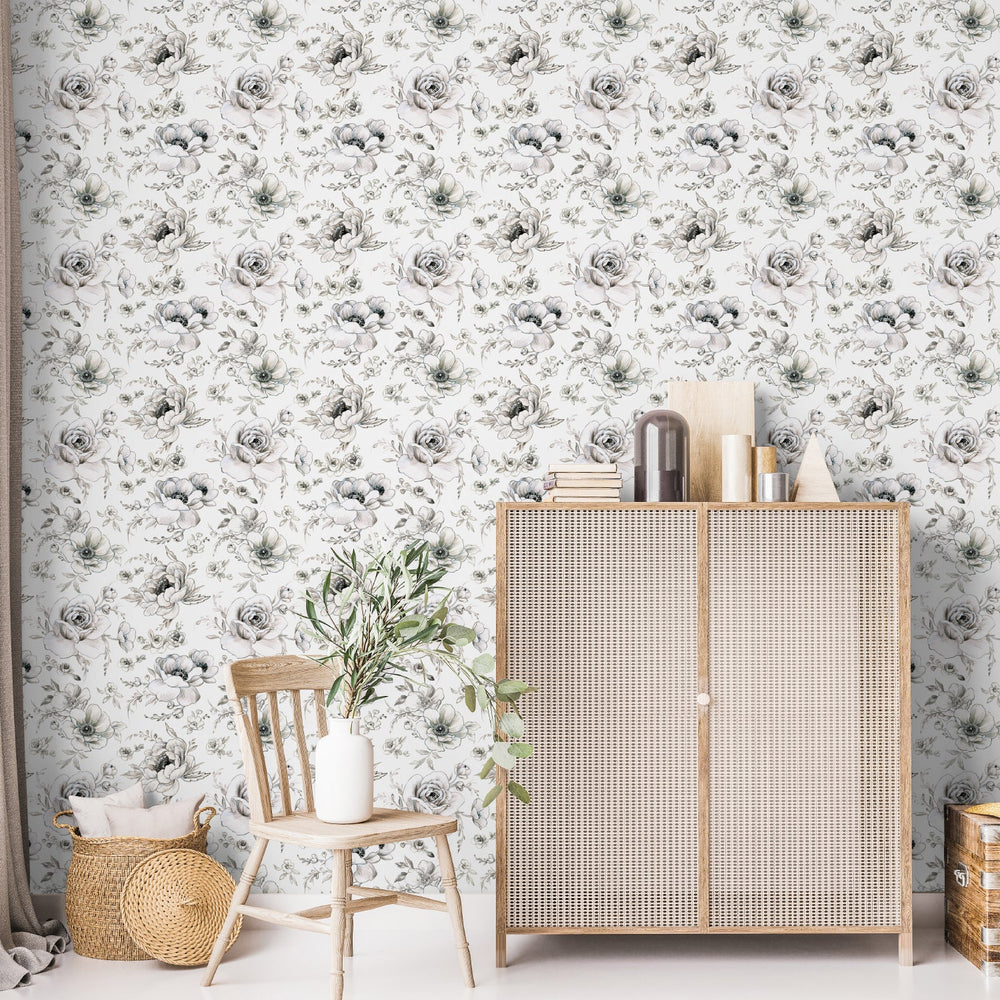 Sketchbook Garden Pattern, Wallpaper Eco-friendly Peel & Stick