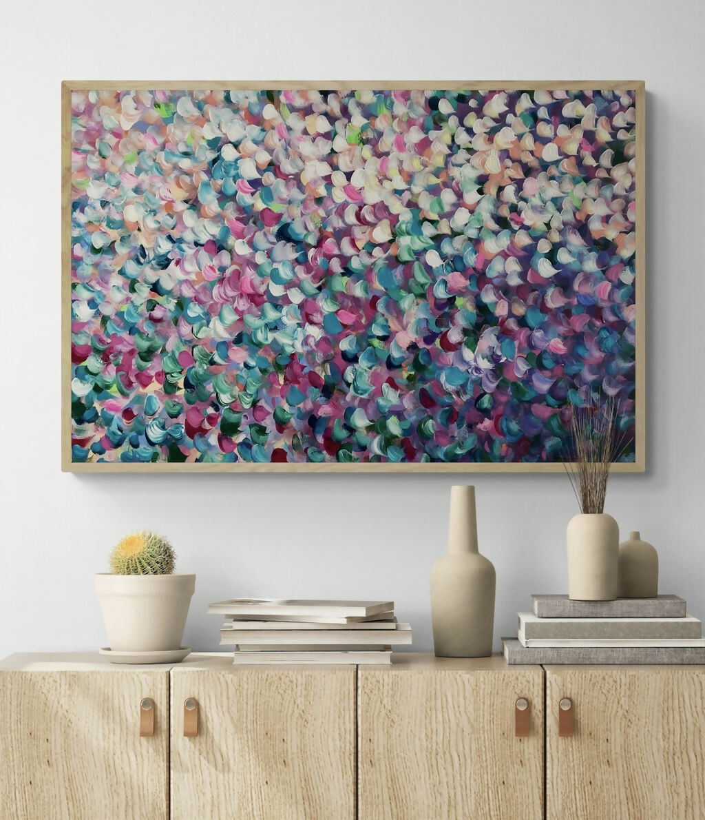 Roses and Lavender, Original Hand-Painted Canvas By Katherine Spiller
