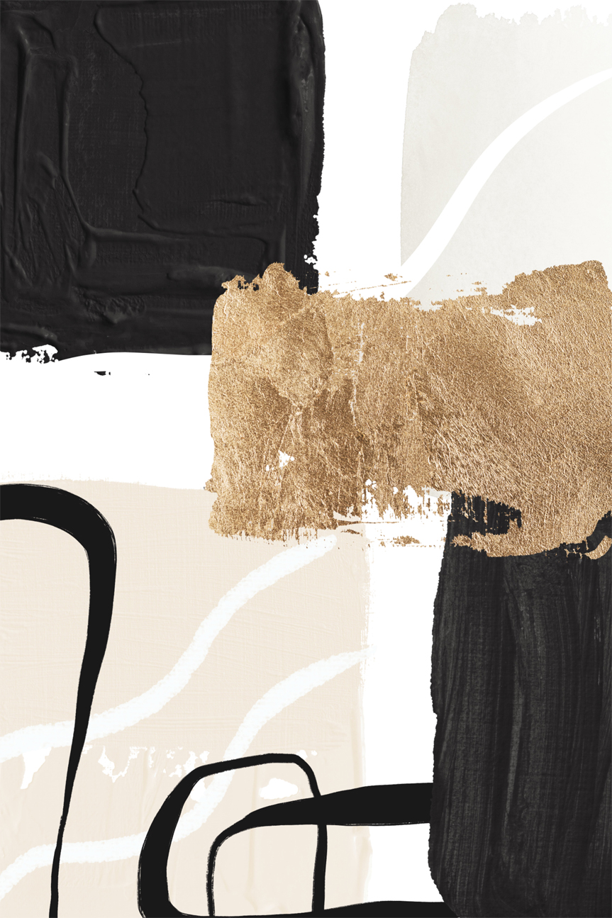 Abstract Black And Gold, Style B , By Sally Ann Moss |Wall Art Print ...