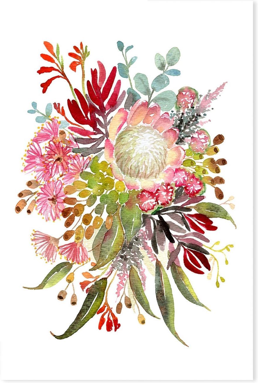 Abstract Native Plants , By Jessie Mitchelson,Wall Art Canvas Print,