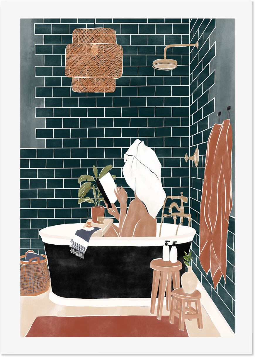 Bathroom Babe , By Ivy Green Illustrations |Wall Art Print Framed