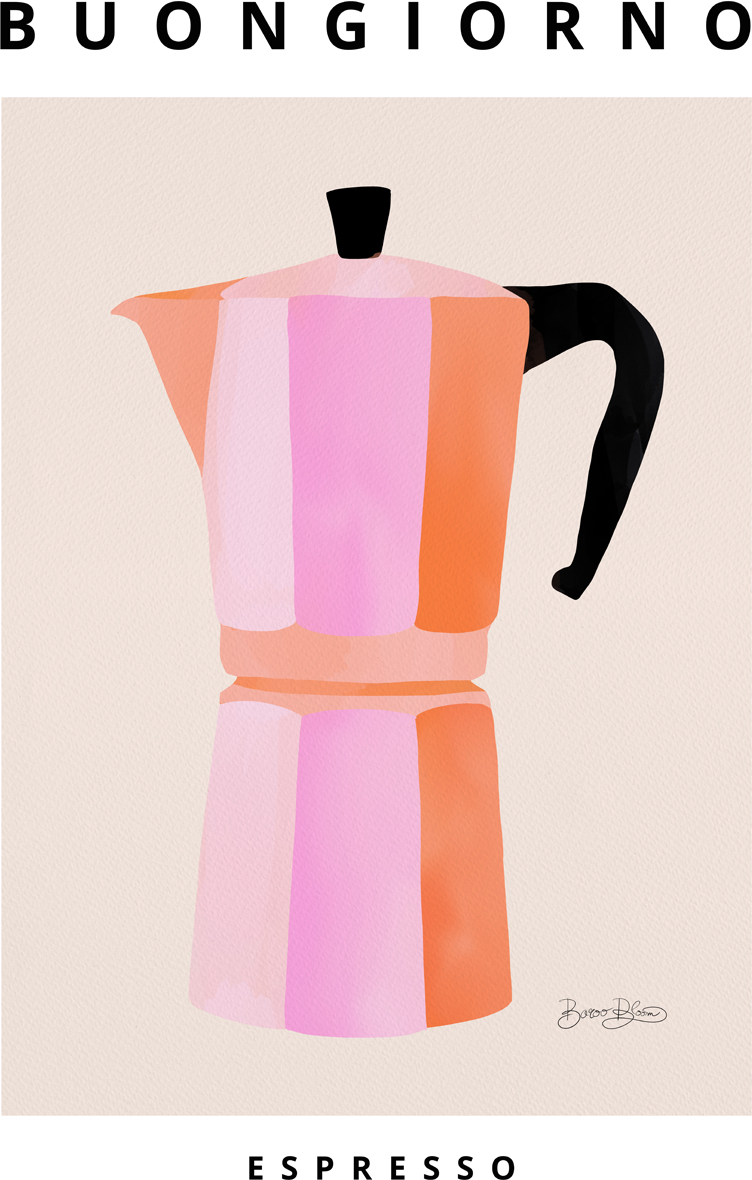 Buongiorno Espresso |Wall Art Print Framed Canvas Poster – Gioia Wall Art