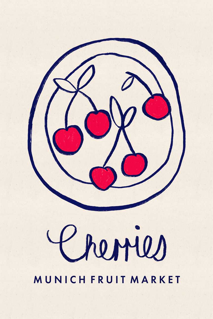 Cherries, Munch Fruit Market , By Lia Nell |Wall Art Print Framed ...