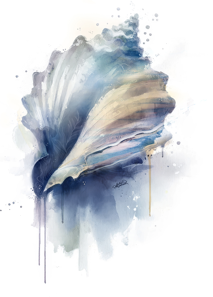 Coastal Serenity Conch Shell , By Sally Barlow,Wall Art Canvas Print,