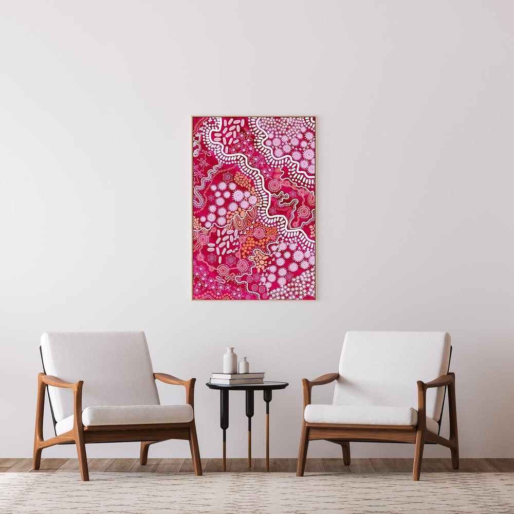 Country In Colour Pink , By Leah Cummins |Wall Art Print Framed Canvas