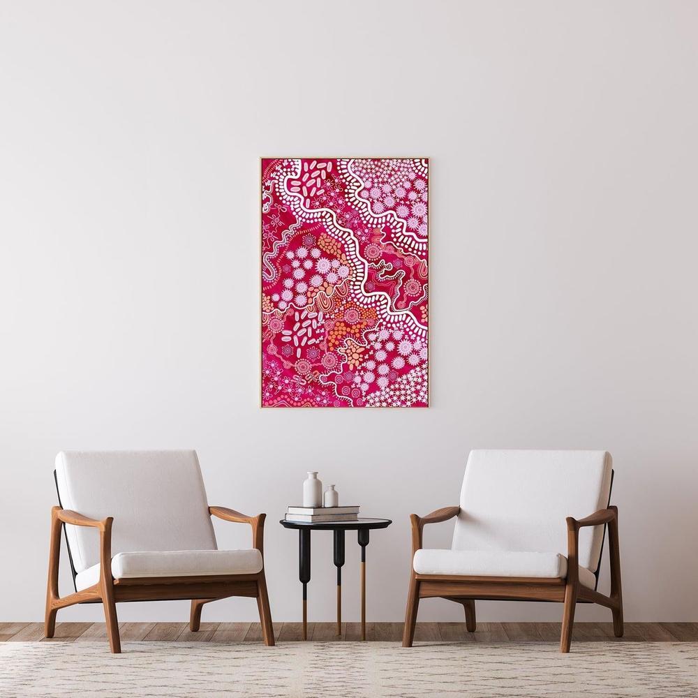 Country In Colour Pink , By Leah Cummins,Wall Art Canvas Print,