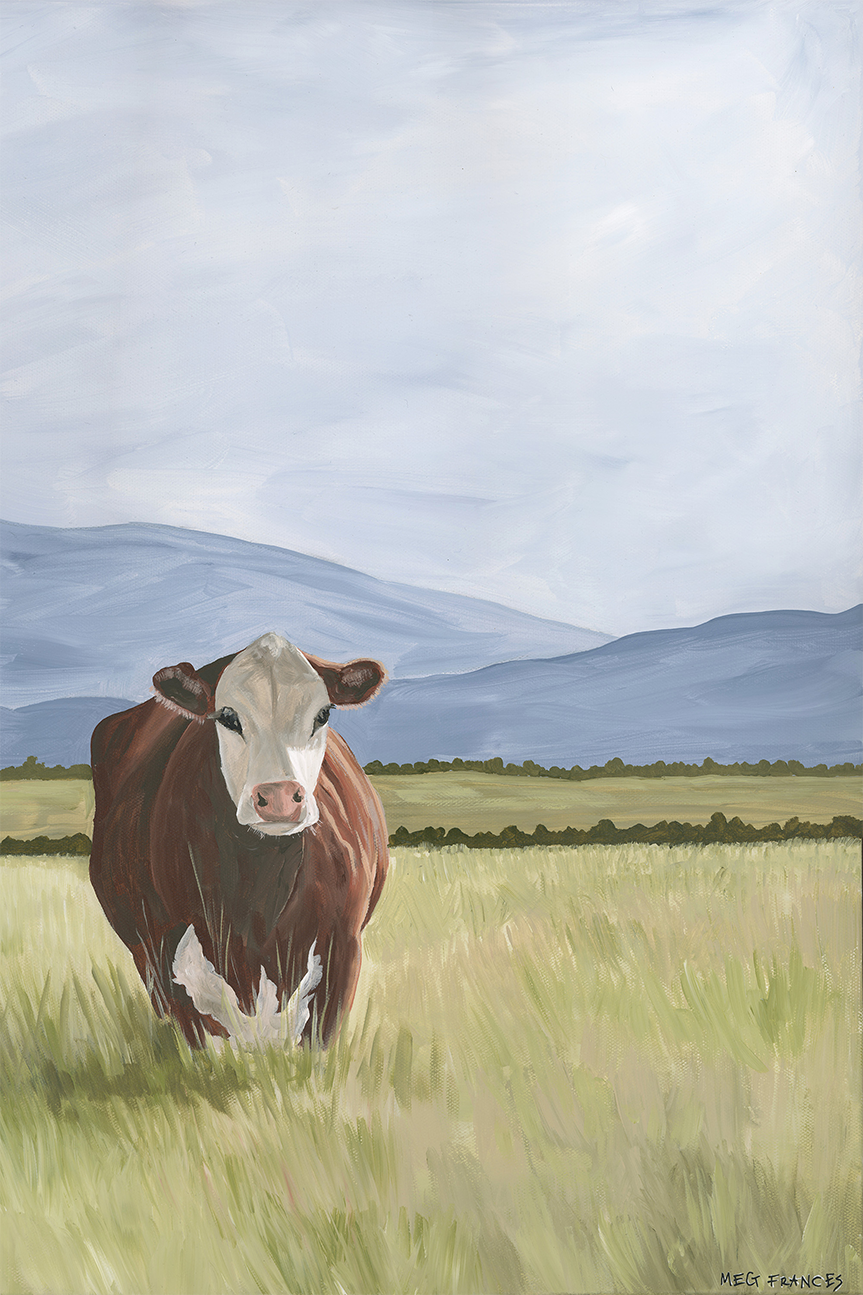 Cow Final , By Meg Frances,Wall Art Canvas Print, Poster,Range of