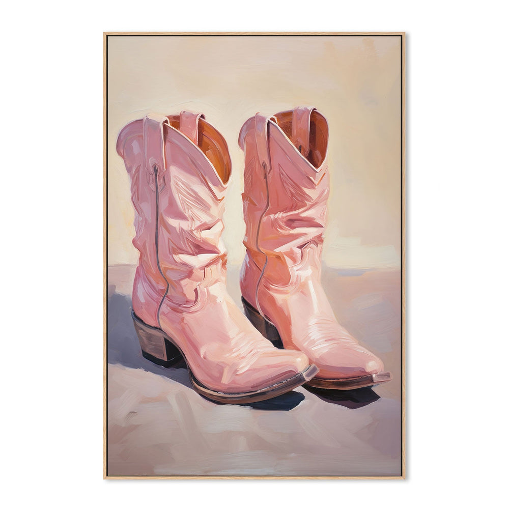 Cowgirl's Pastel Pink Boots , By Lady Hana,Wall Art Canvas Print,
