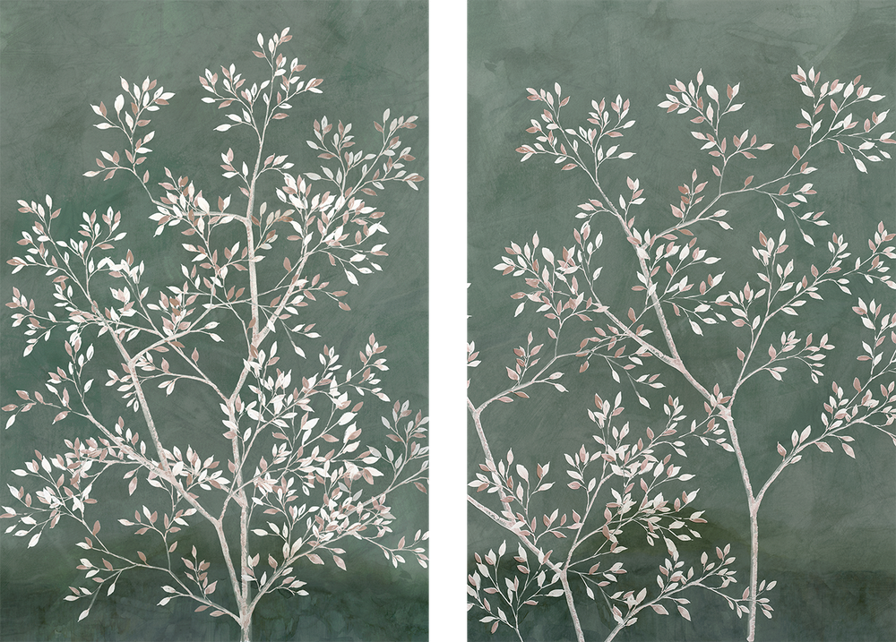 Delicate Tree, Style A & B, Set Of 2 , By Aria K,Wall Art Canvas