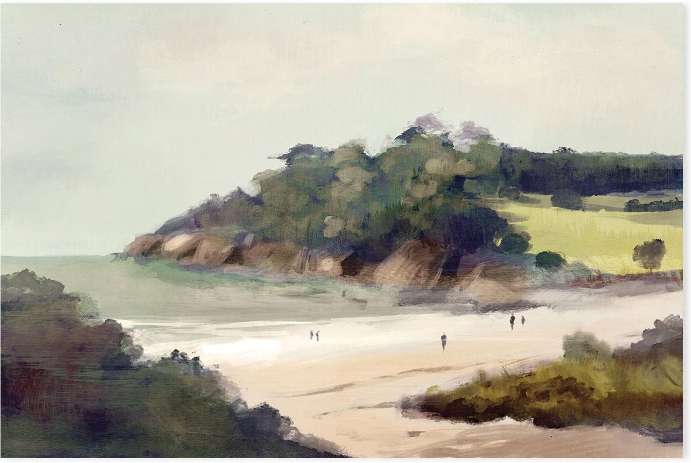 Devon Beach , By Dan Hobday,Wall Art Canvas Print, Poster,Range of