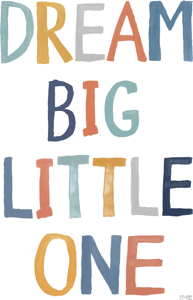 Dream Big Slogan , By Pip and Phee |Wall Art Print Framed Canvas