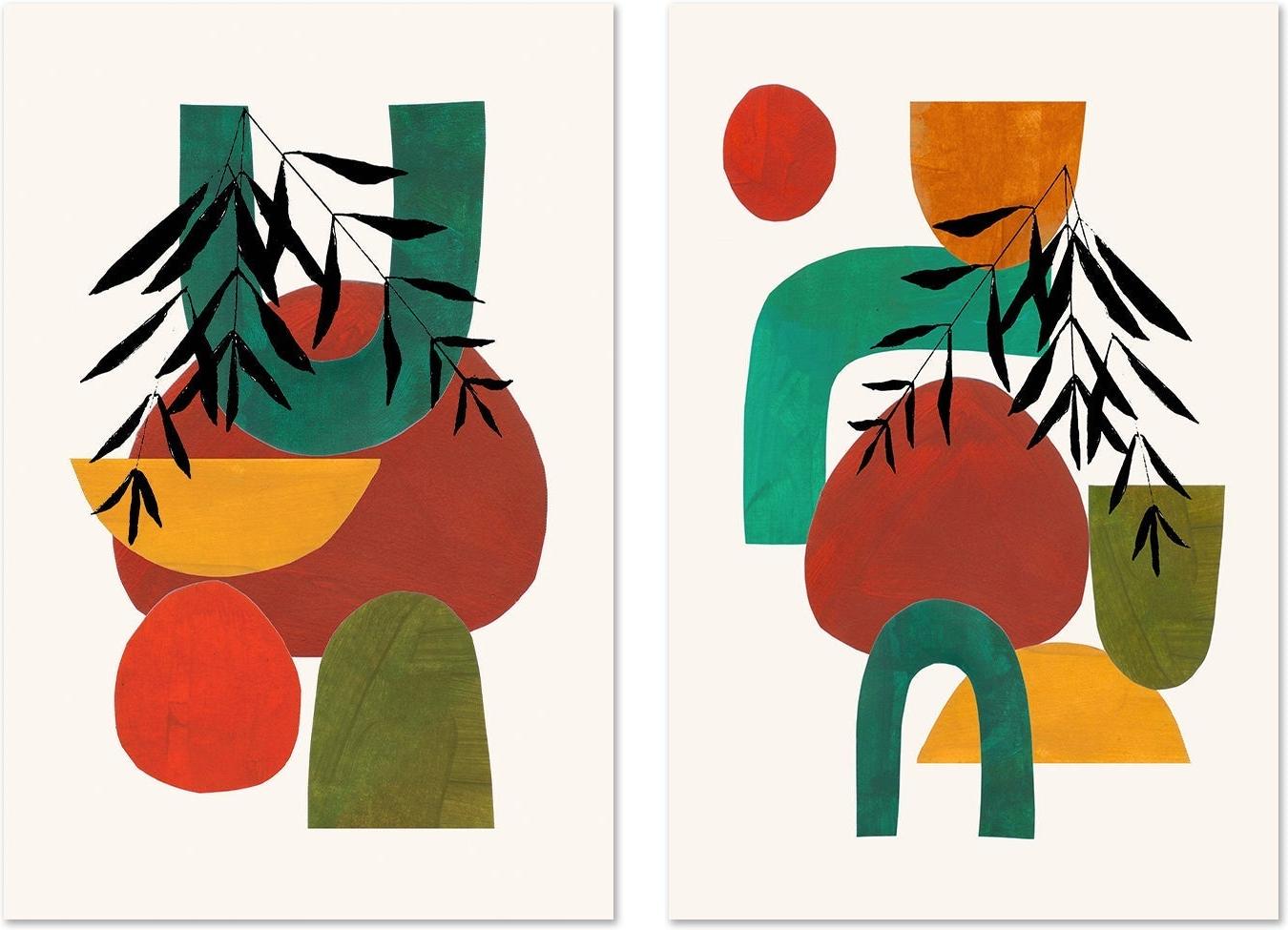 Earthy Botanical Collage, Set Of 2 , By Ejaaz Haniff,Wall Art Canvas