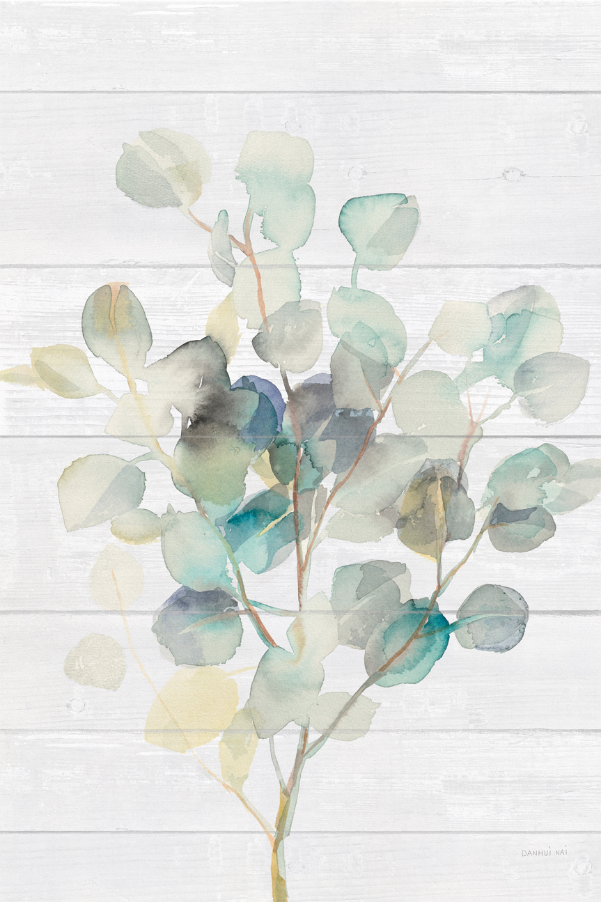 Eucalyptus on Shiplap , By Danhui Nai |Wall Art Print Framed Canvas