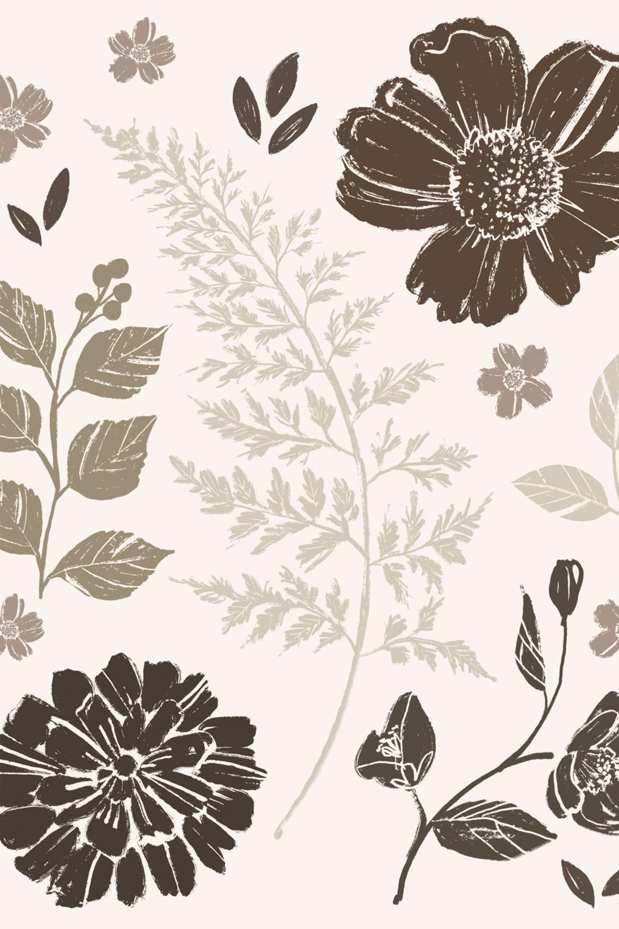 Flower Feast , Style B, Brown v2|Canvas Wall Art Print,Poster Print