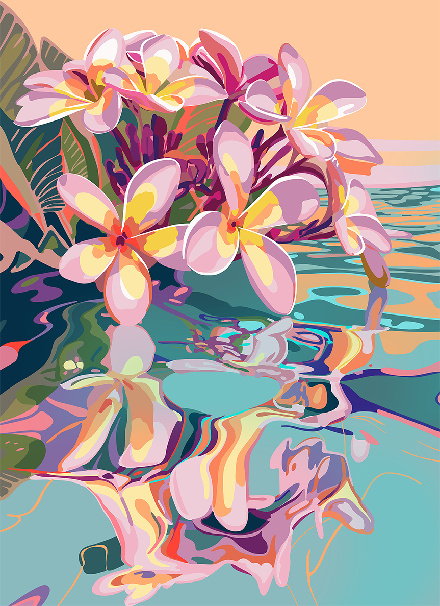 Frangipani Dreams , By Unratio,Wall Art Canvas Print, Poster,Range of
