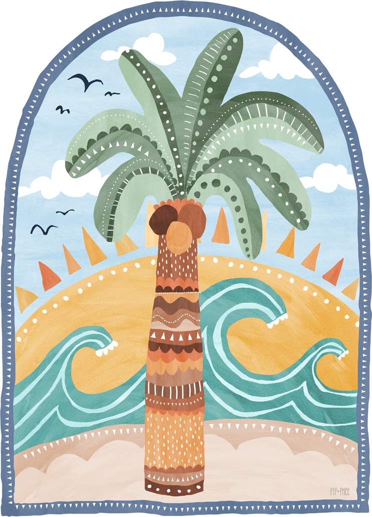 Going Coconuts Palm Tree , By Pip and Phee,Wall Art Canvas Print,