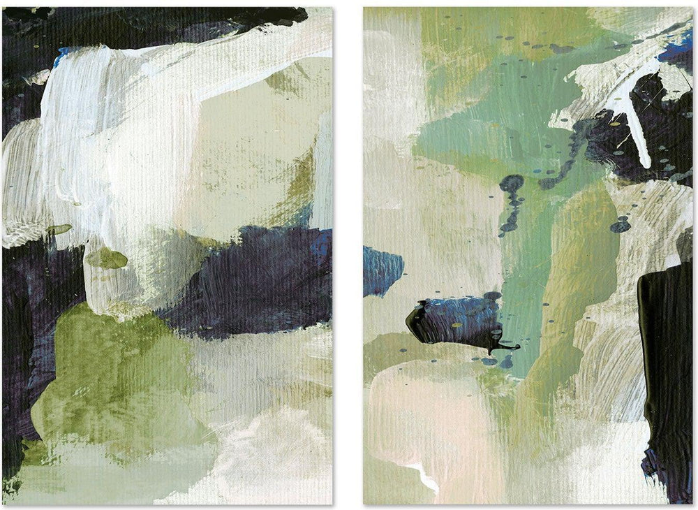 Green Abstract, Set Of 2, By Dan Hobday |Wall Art Print Framed Canvas