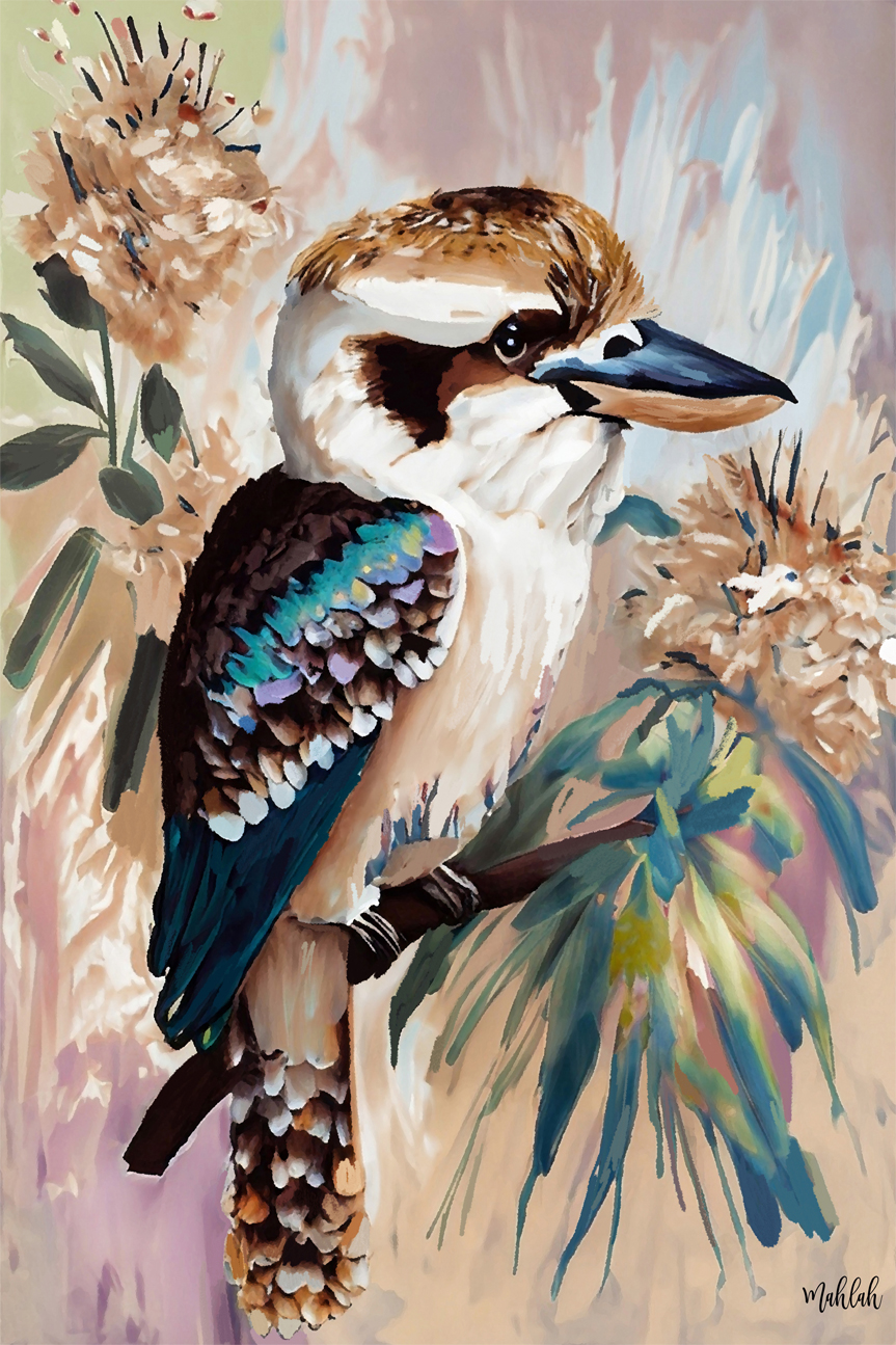 Kookaburra Bloom , By Inkheart Designs |Wall Art Print Framed Canvas