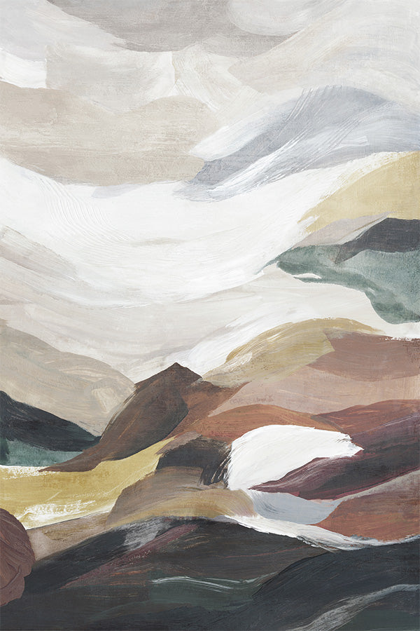 Layered Hills Under Soft Clouds|Canvas Wall Art Print,Poster Print