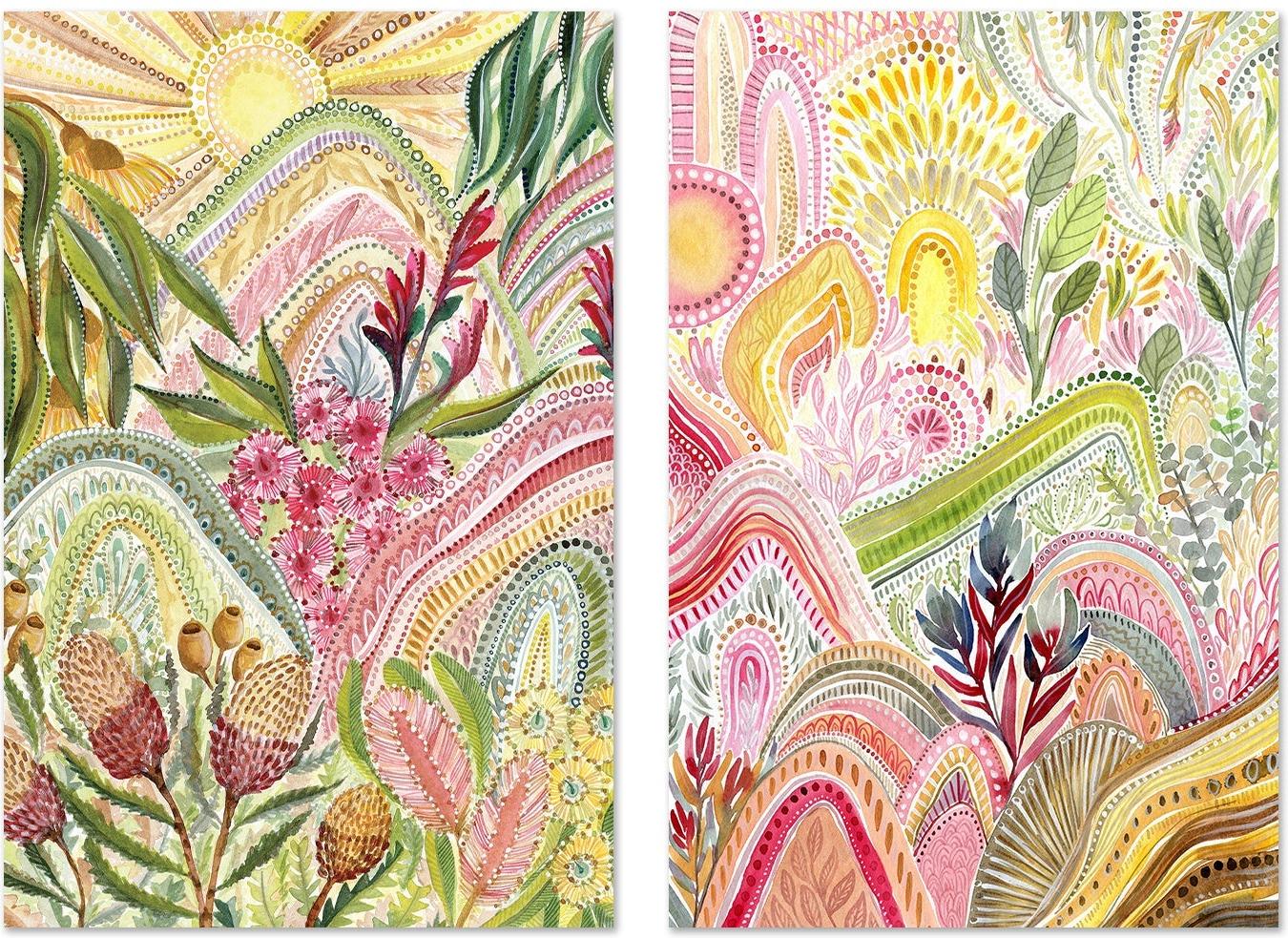 Native Rainbow, Style A & B, Set of 2 , By Jessie Mitchelson |Wall Art