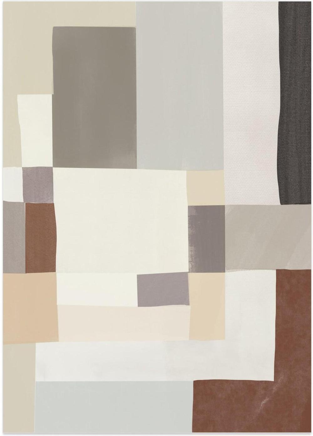 Neutral Geometric Abstract, By Little Dean,Wall Art Canvas Print,