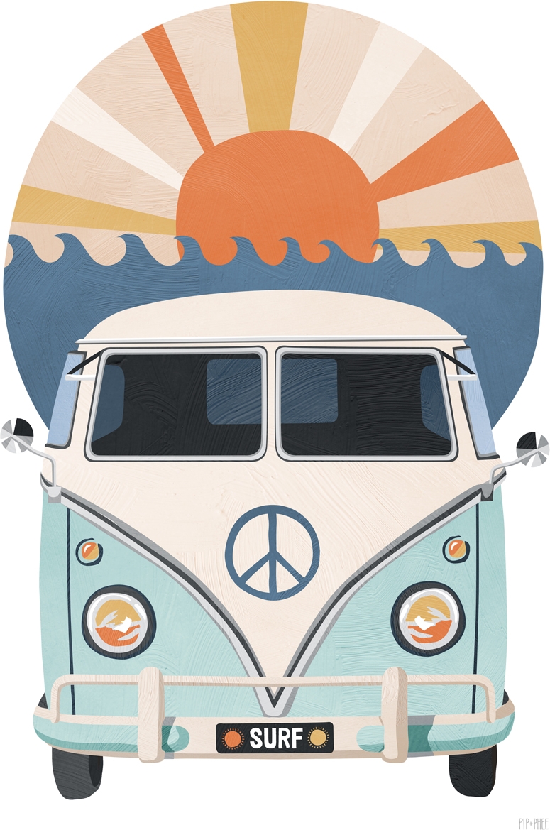 Ocean Kombi Print , By Pip and Phee |Wall Art Print Framed Canvas