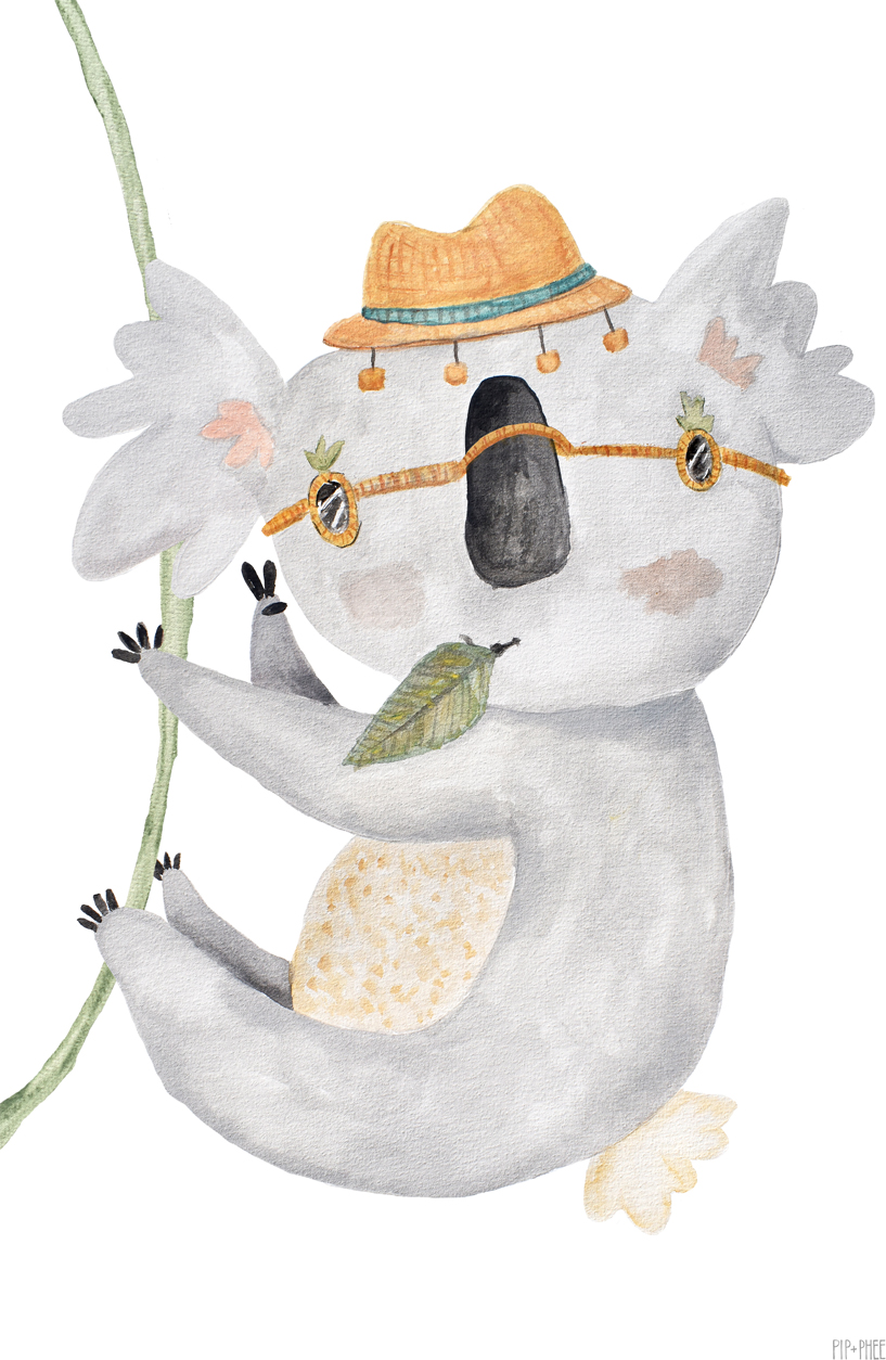 Peace Dude Koala , By Pip and Phee |Wall Art Print Framed Canvas