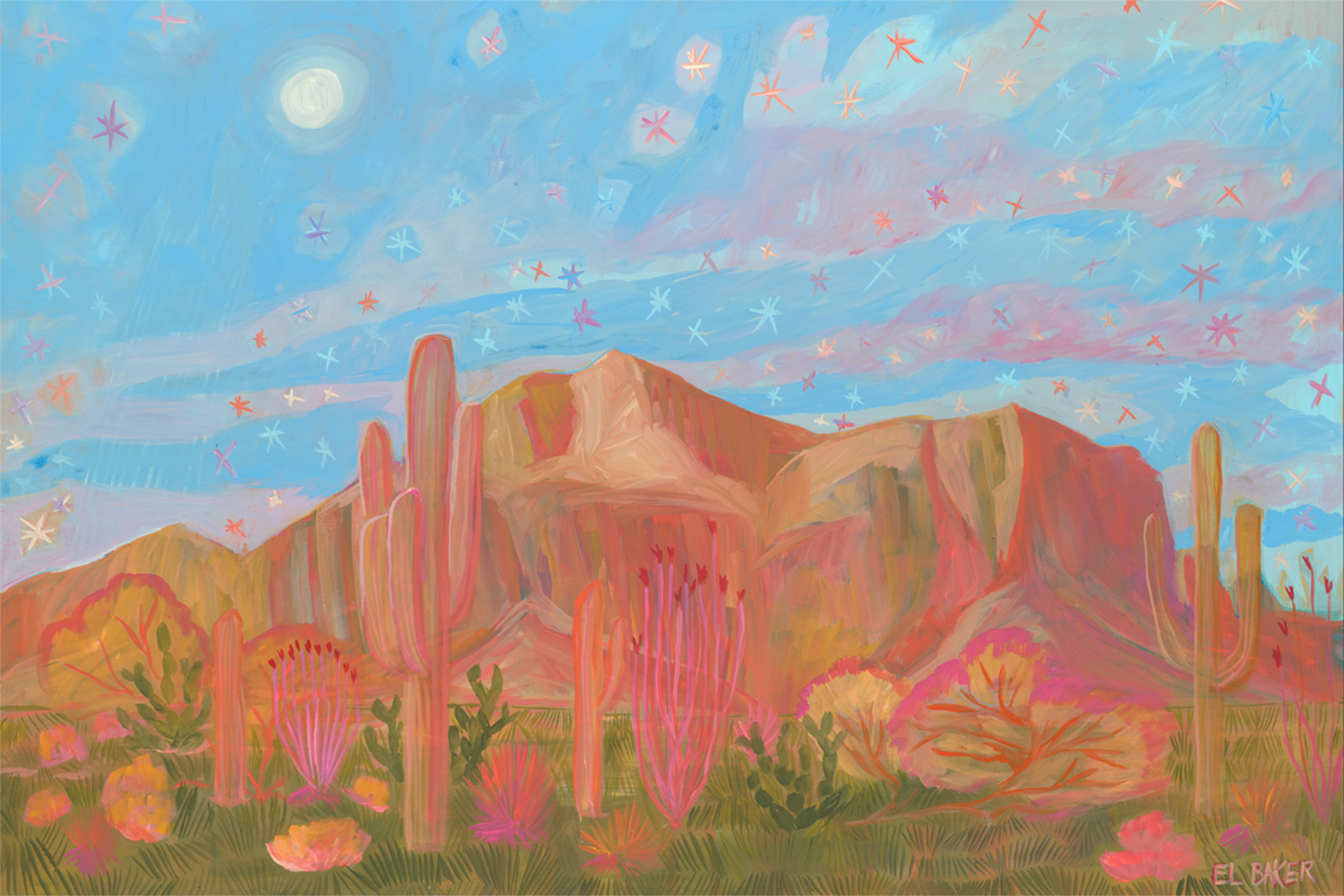 Peach Cactus , By Eleanor Baker |Wall Art Print Framed Canvas Poster ...