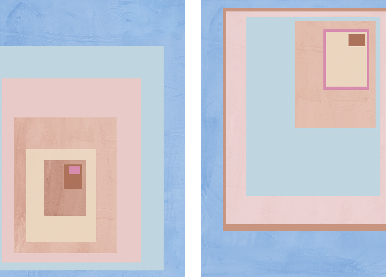 Pink Block Colour, Style A & B, Set Of 2 |Wall Art Print Framed Canvas