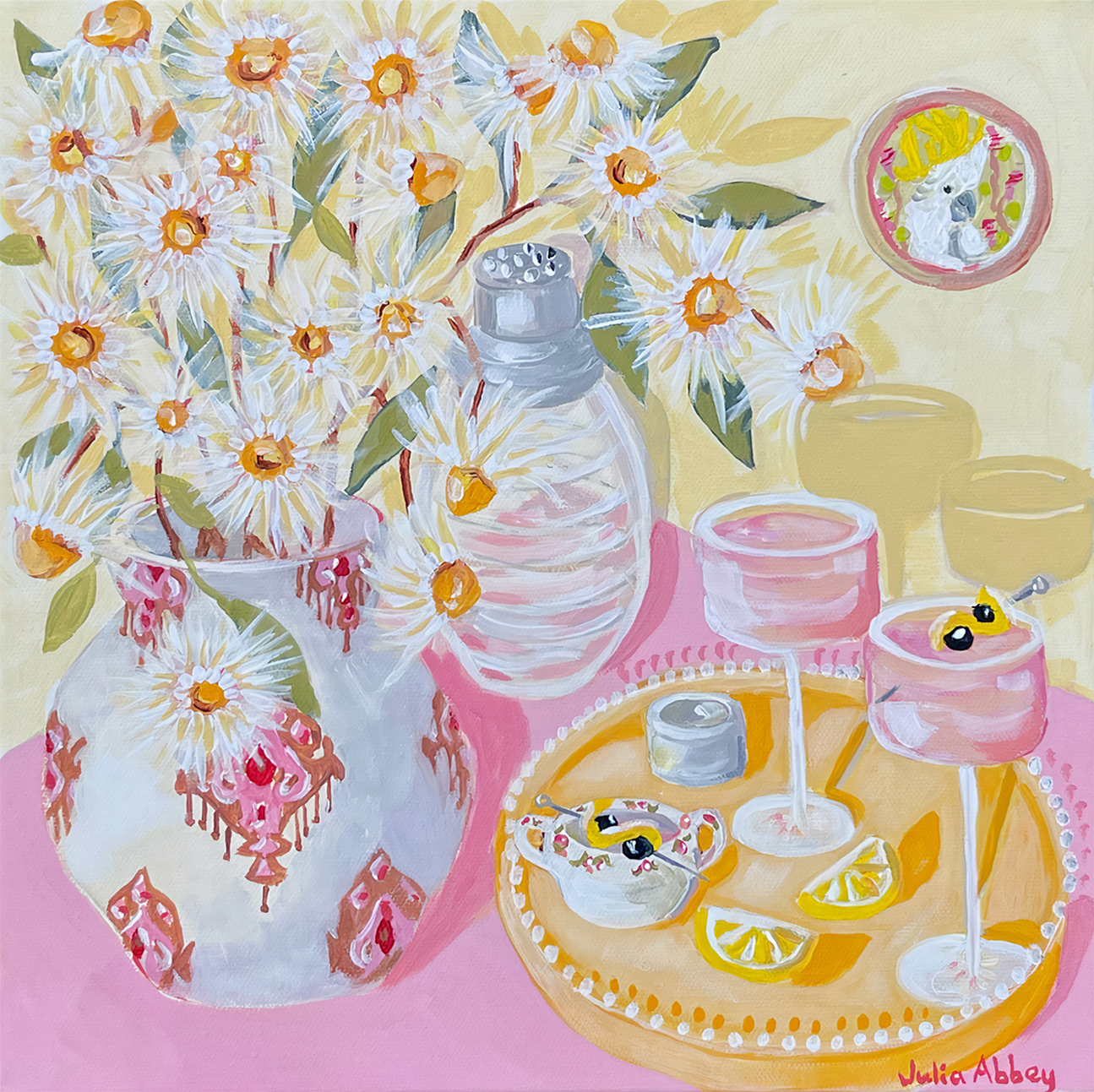 Pink Gin Martini's , By Julia Abbey,Wall Art Canvas Print,