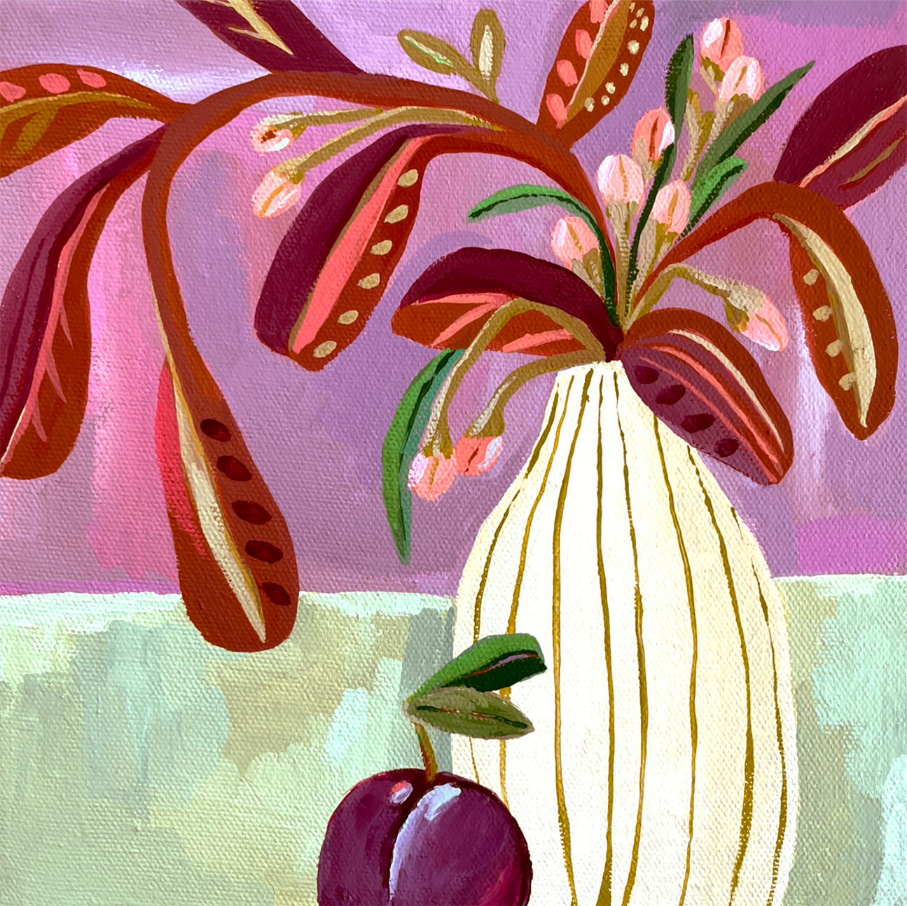 Plum Still Life , By Kelly Angelovic,Wall Art Canvas Print,
