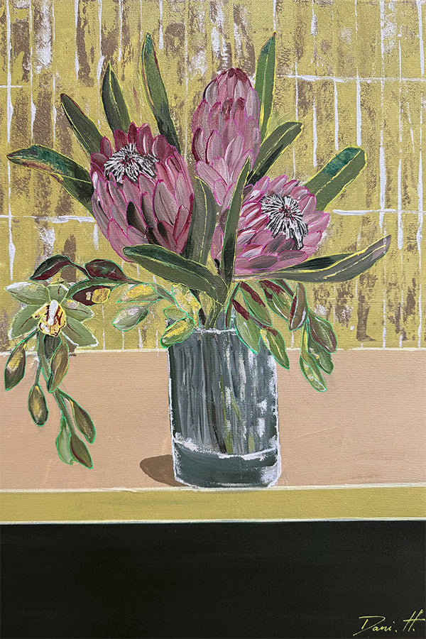 Proteas and orchids|Canvas Wall Art Print,Poster Print