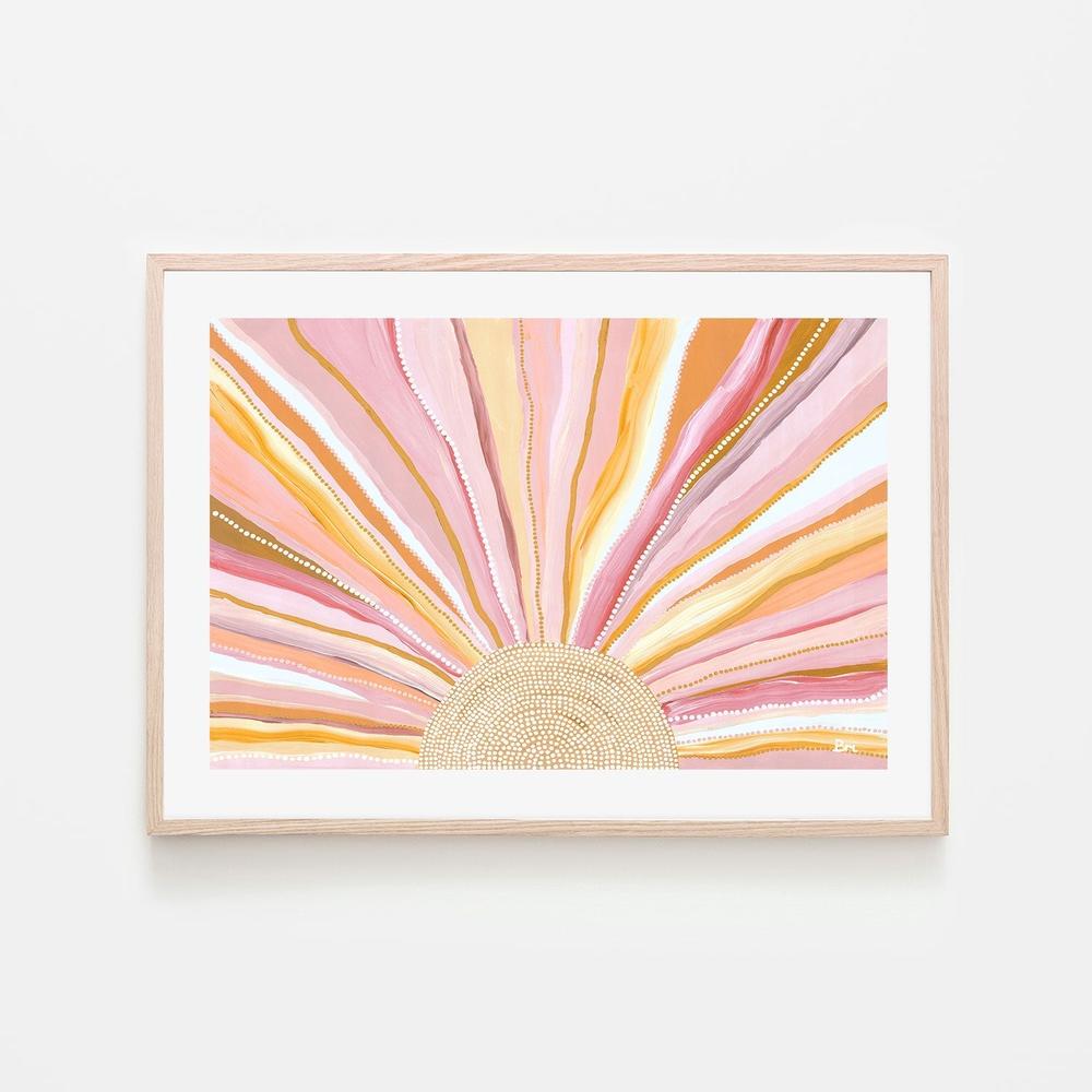 Rising Sun, Bright Earthy Tones , By Bri Chelman,Wall Art Canvas