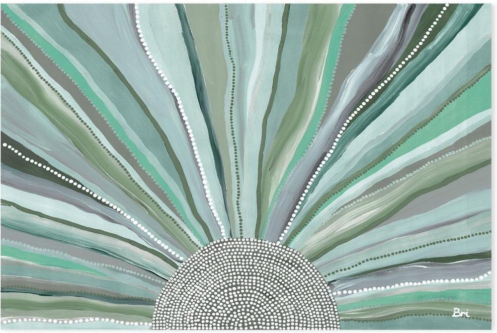 Rising Sun, Green Tones , By Bri Chelman,Wall Art Canvas Print,