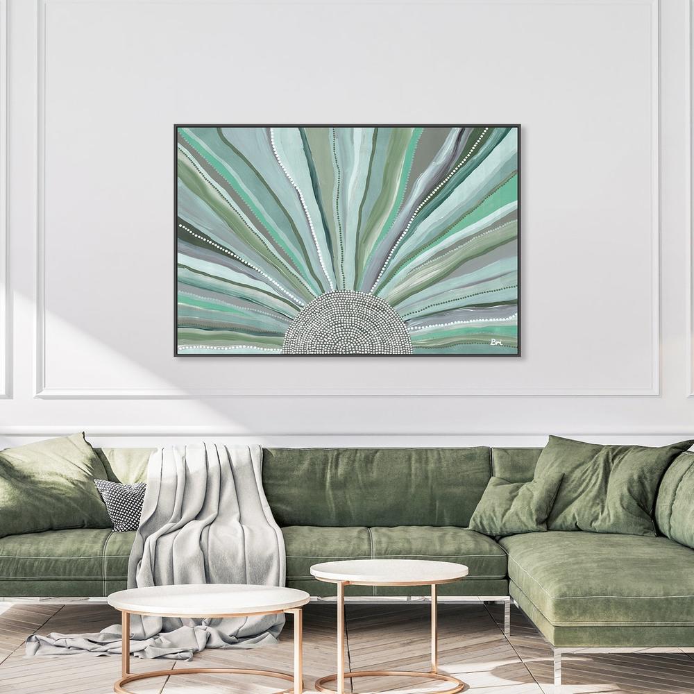 Rising Sun, Green Tones , By Bri Chelman,Wall Art Canvas Print,
