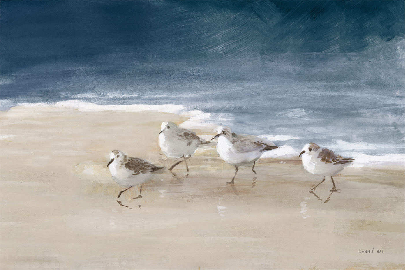 Shorebirds on Sand , By Danhui Nai,Wall Art Canvas Print, Poster,Range
